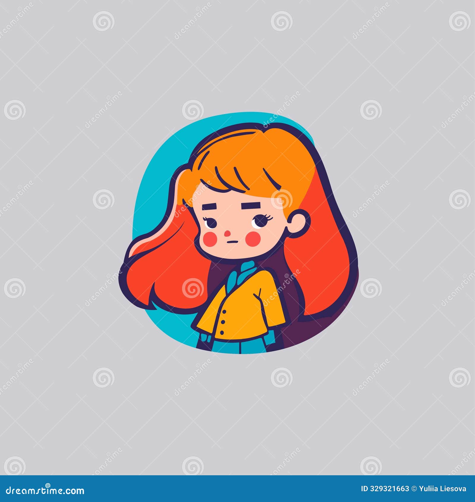 Simple Illustration of Cartoon Girl, Vibrant Colors Stock Vector ...