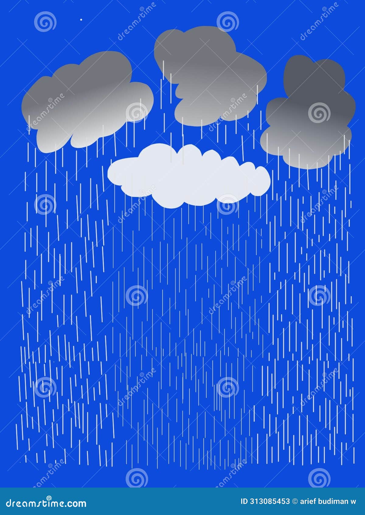 Simple Illustration of Clouds and Rain on a Blue Background Stock ...