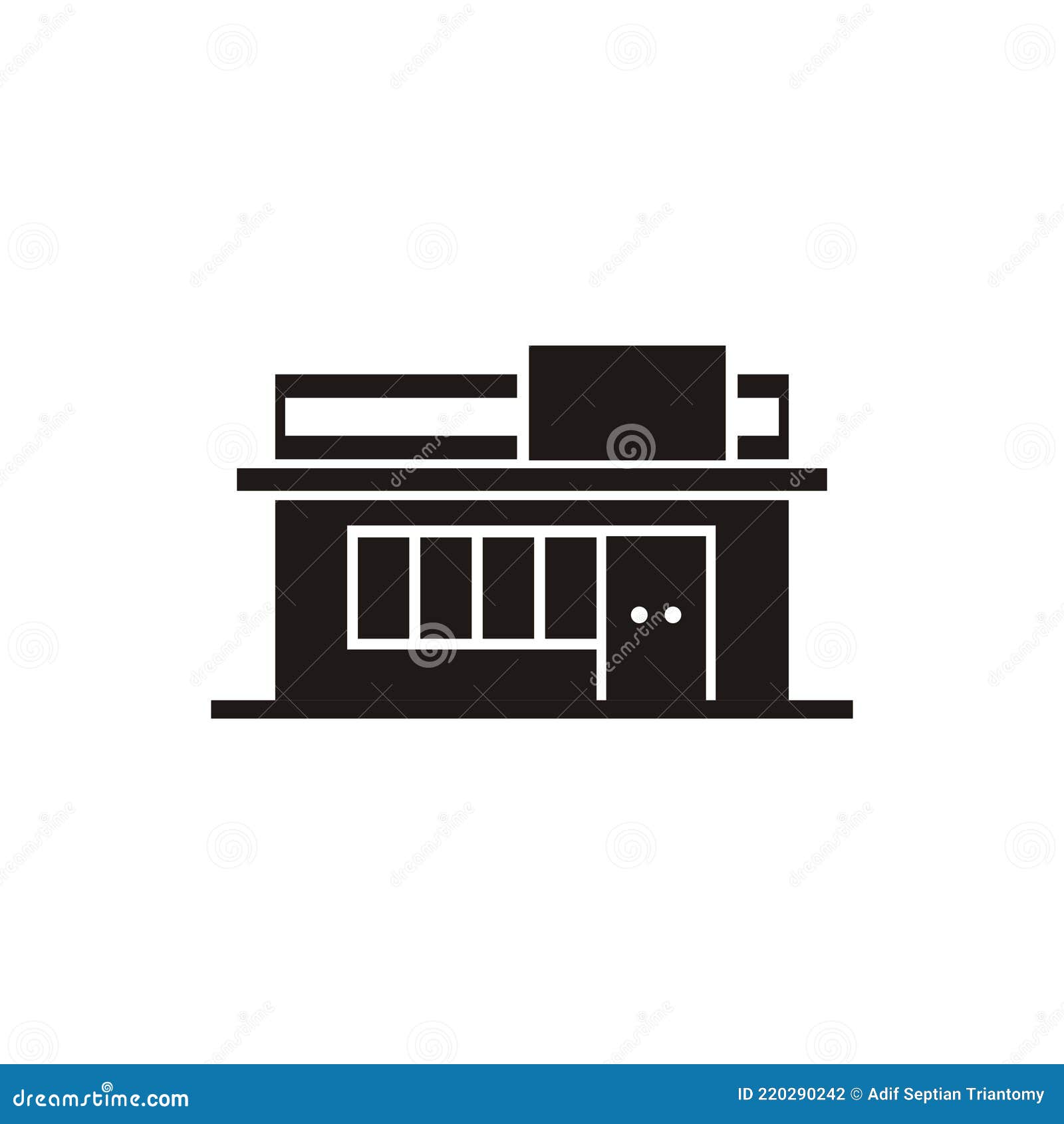 Convenience Store Building. Simple Illustration in Black and White ...