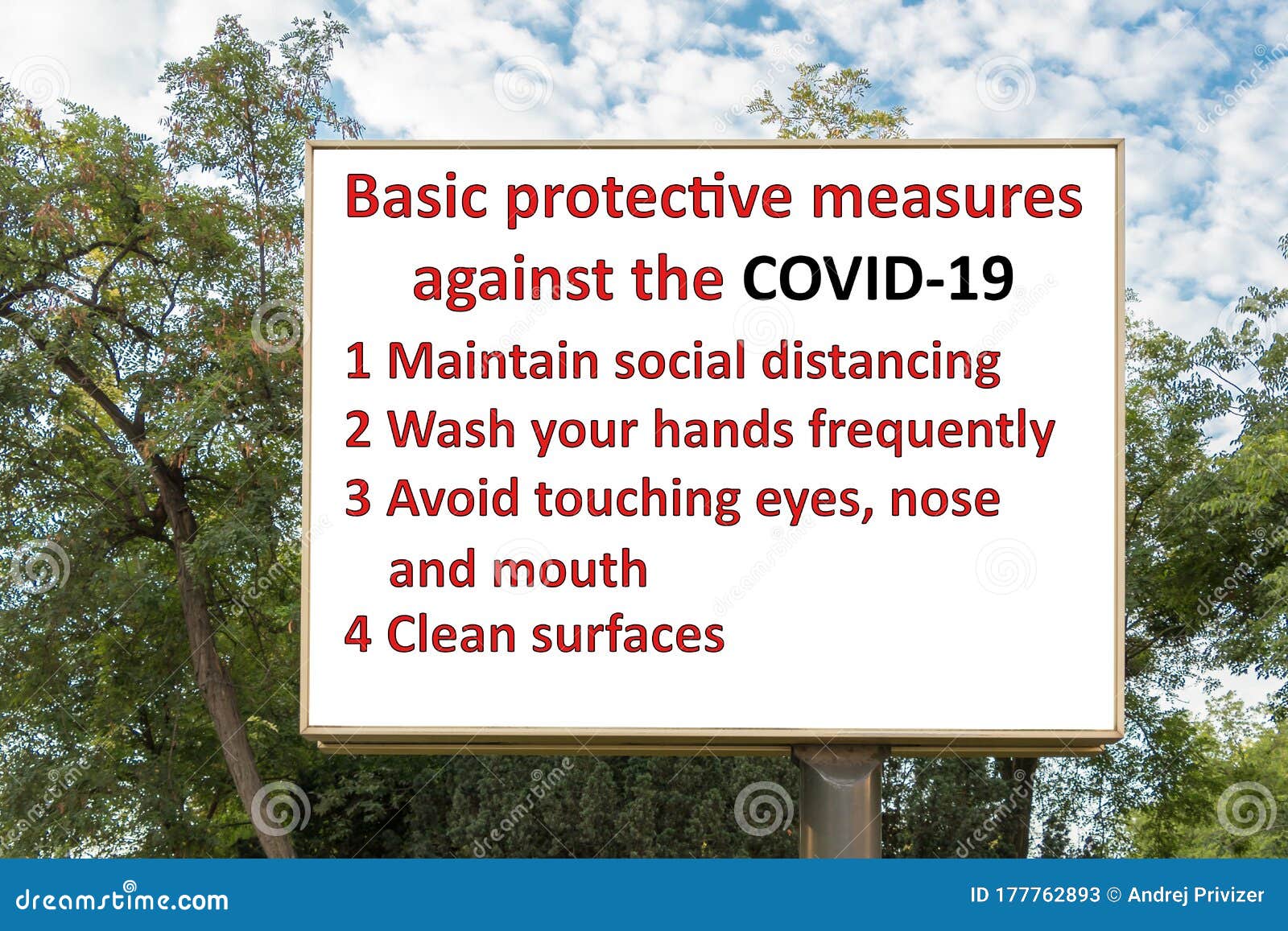 Simple Illustration of Coronavirus COVID-19 Protection Measures on ...