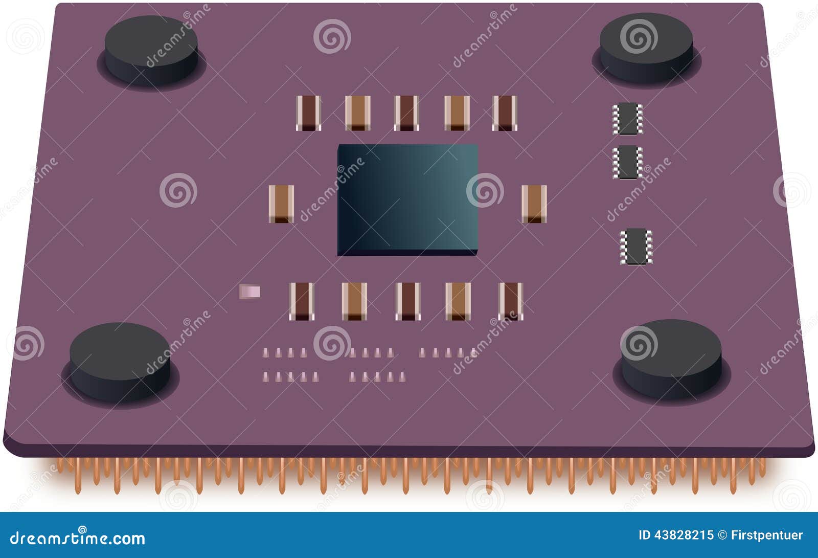 Simple Illustration of CPU Unit Stock Illustration - Illustration of ...