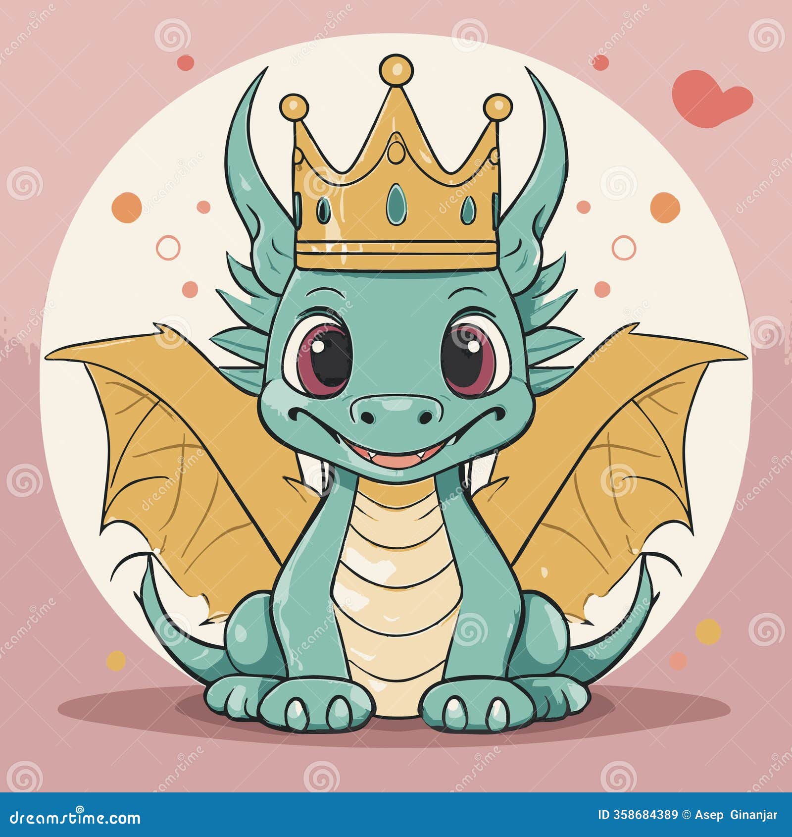 Illustration Cute Dragon with Crown Stock Vector - Illustration of ...