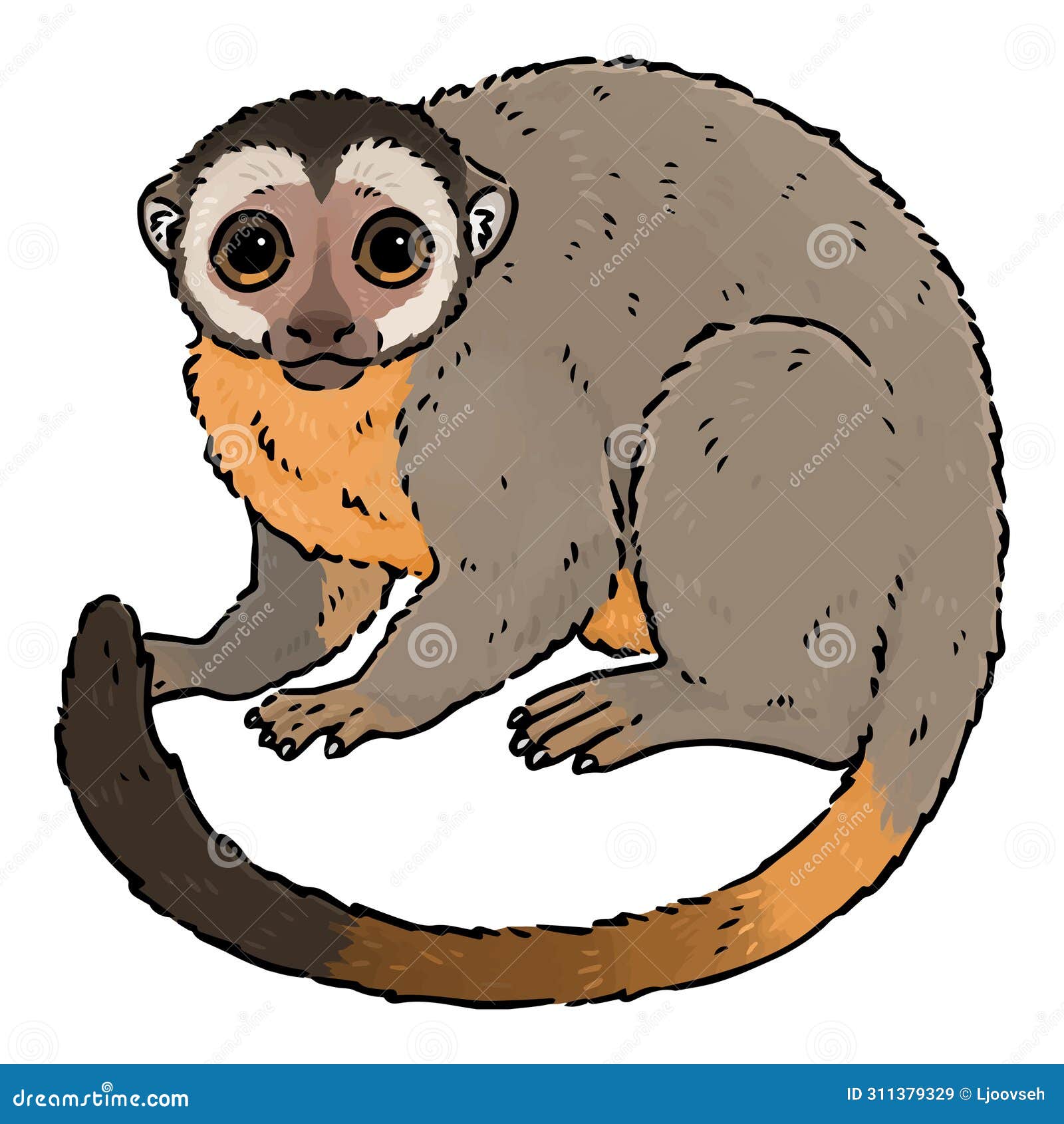 Simple Illustration of Cute Night Monkey Stock Vector - Illustration of ...