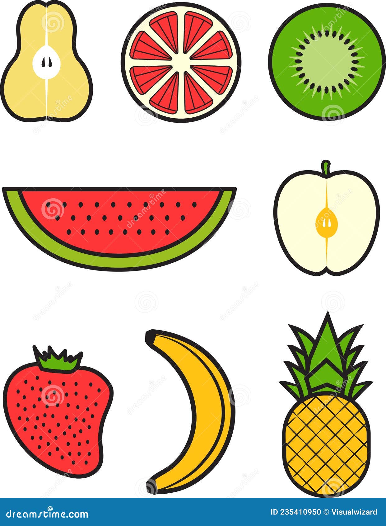 Simple Illustration De Fruits Dessin Vectoriel Jeu Illustration de ...