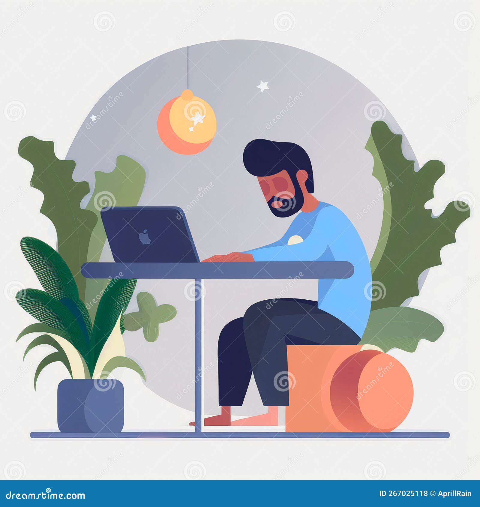 A Simple Illustration of a Developer Sitting at a Laptop Stock ...