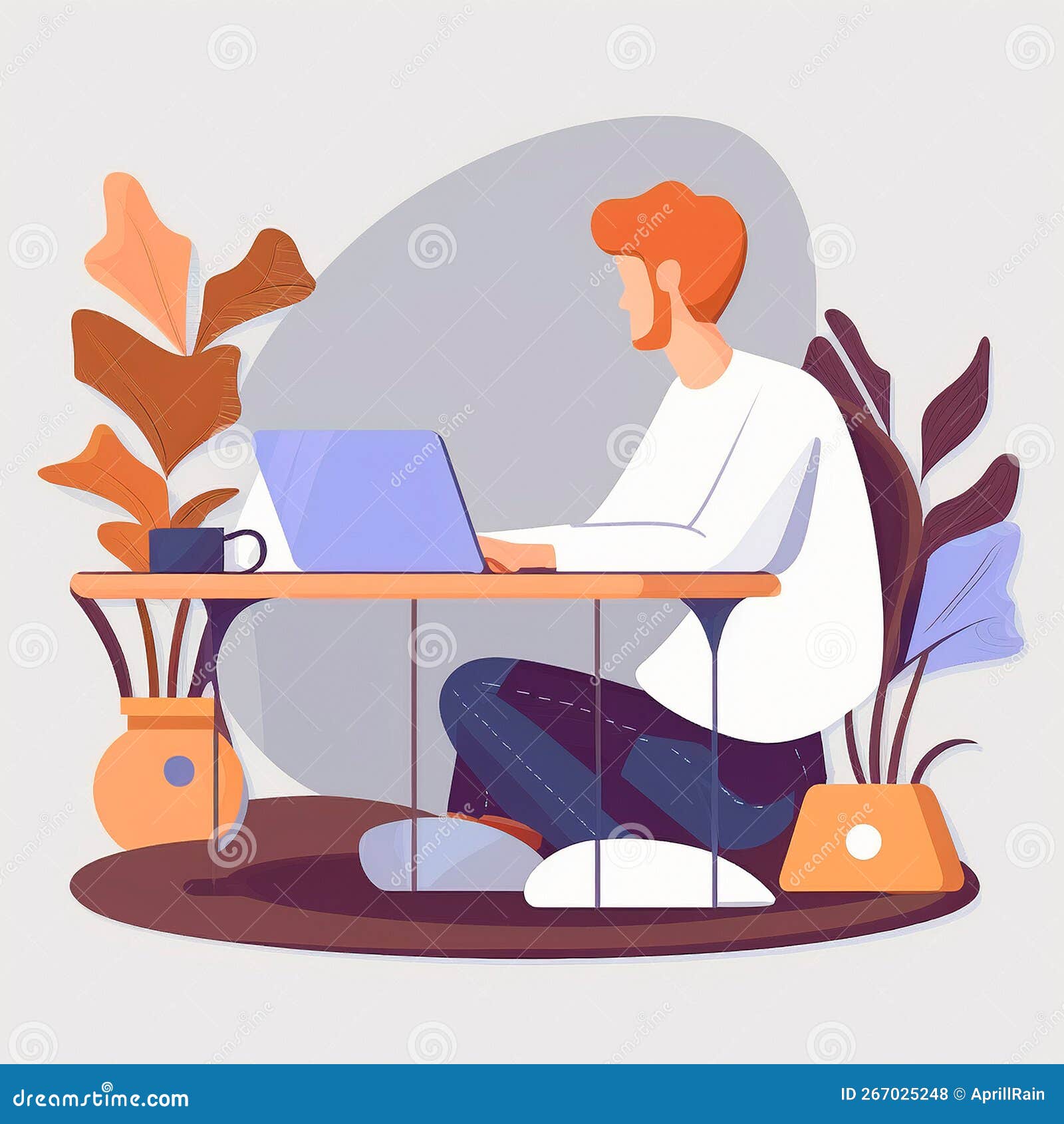 A Simple Illustration of a Developer Sitting at a Laptop Stock ...