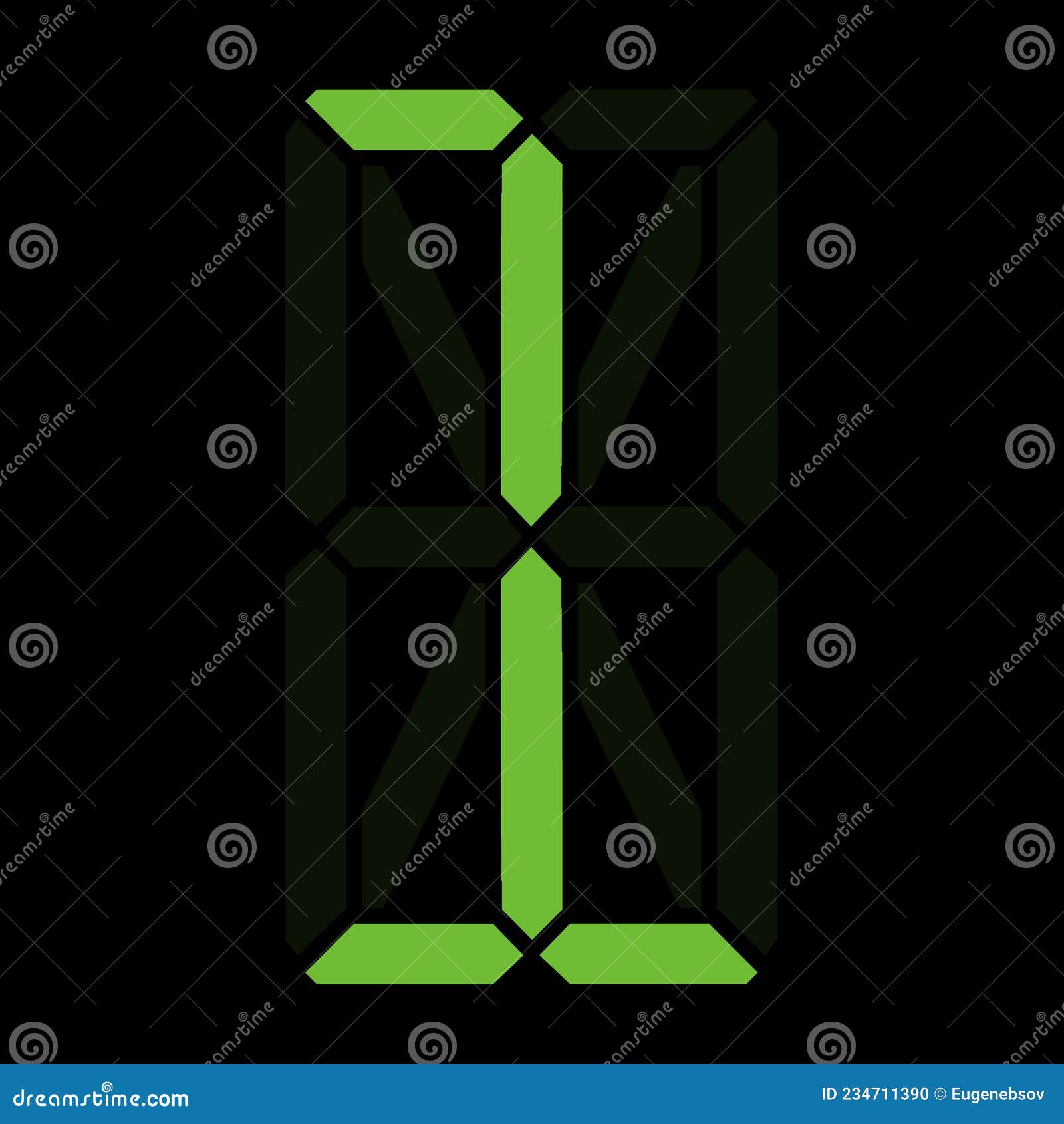 Simple Illustration of Digital Number. Electronic Figure of Number One ...