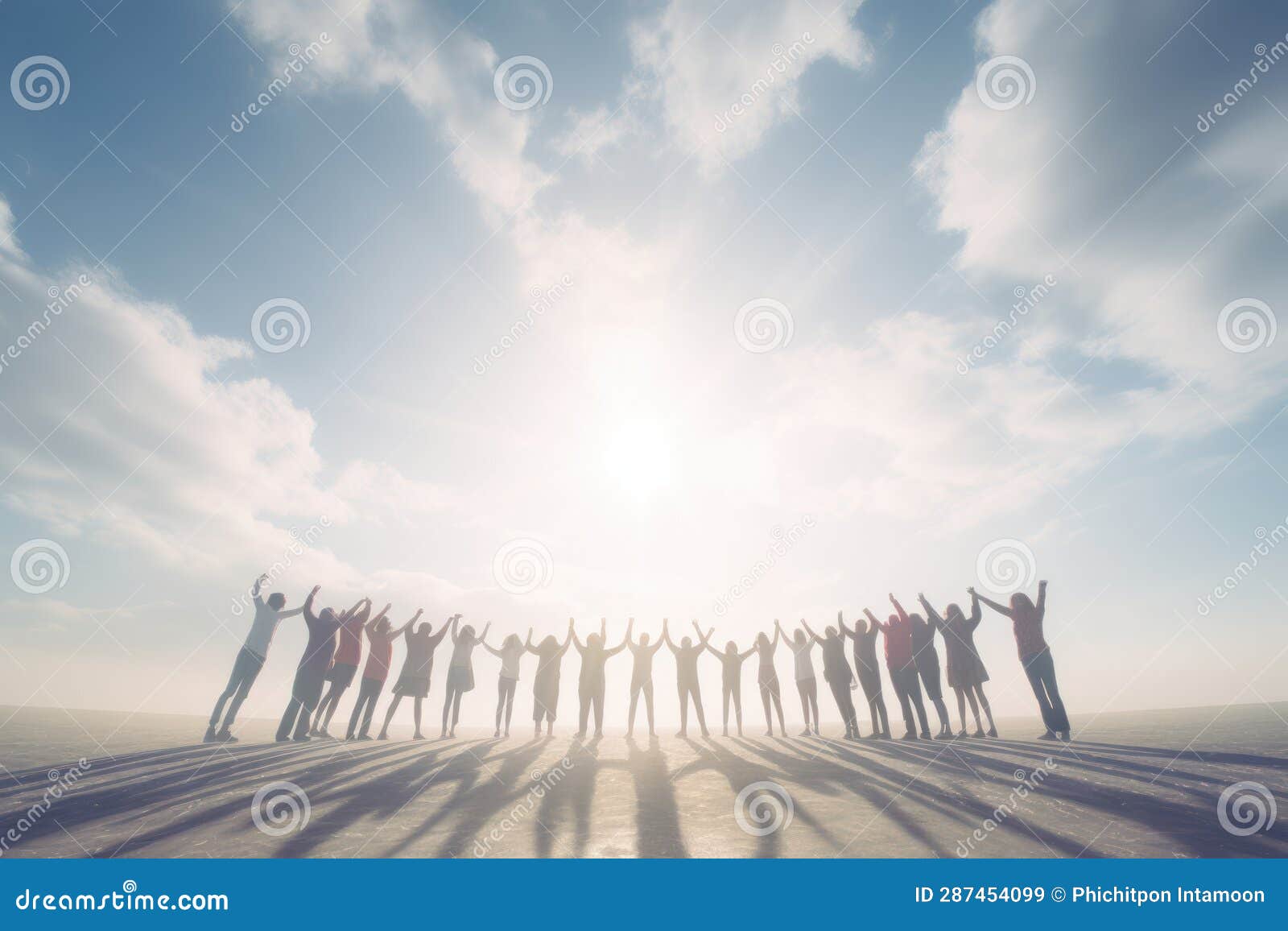 Simple Illustration of a Group of People Holding Hands, Forming a ...
