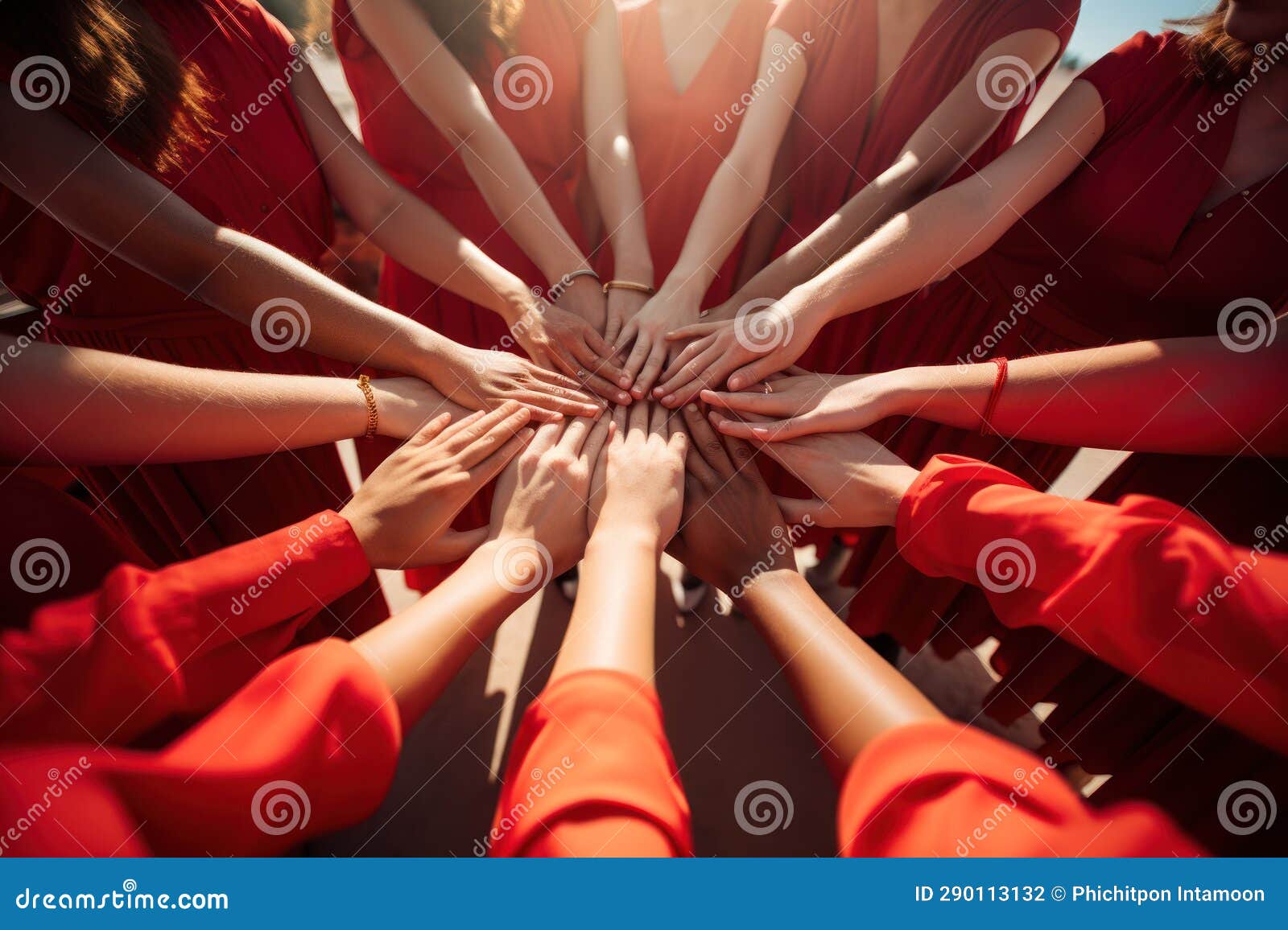 Simple Illustration of a Group of People Holding Hands, Forming a ...