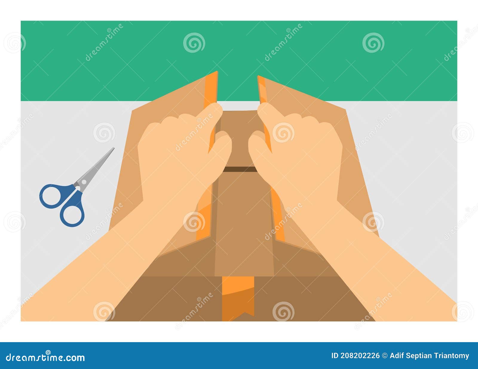 Hand Opening Paper Box. Simple Flat Illustration Stock Vector ...