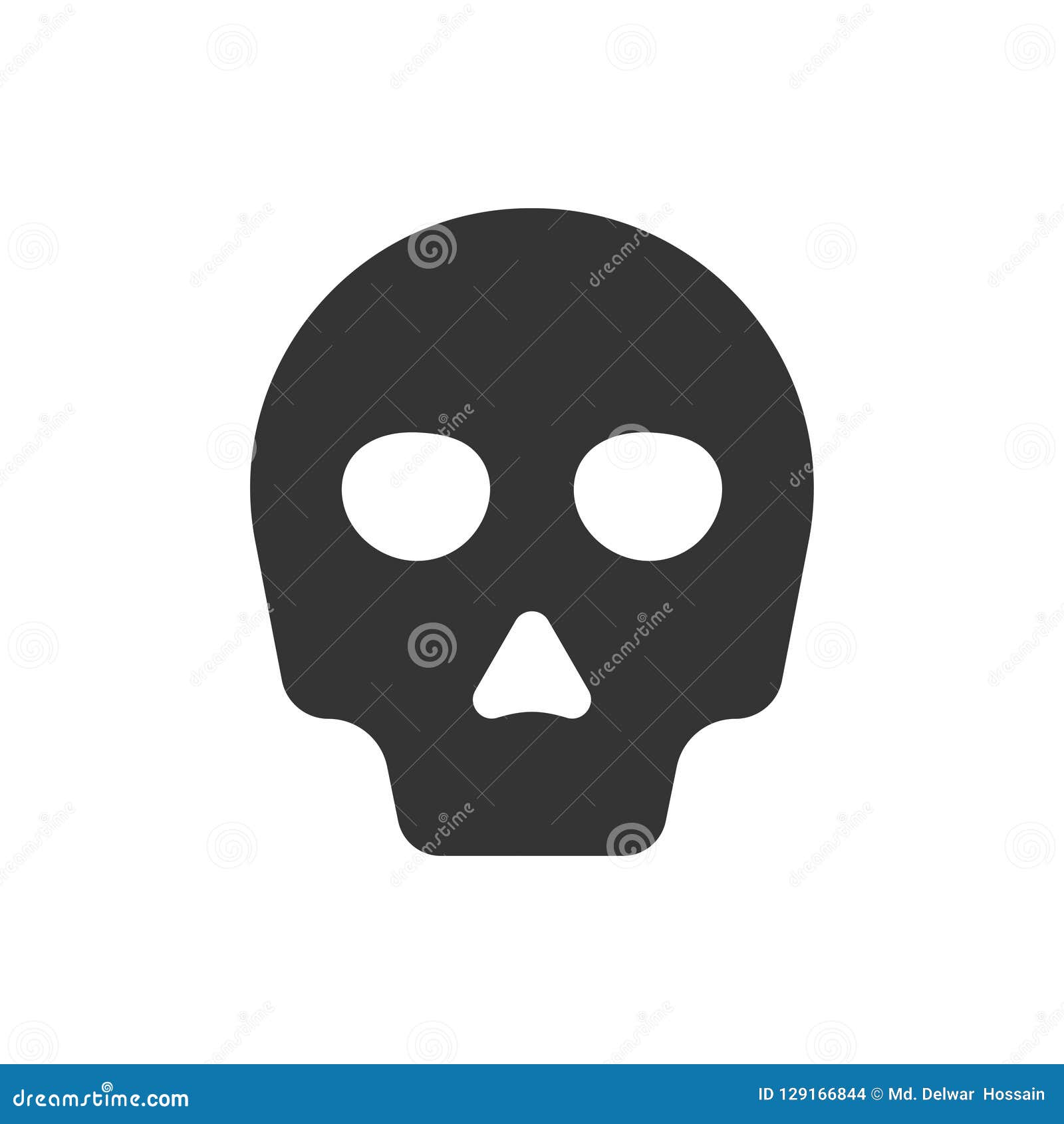 Human Skull Icon stock vector. Illustration of danger - 129166844