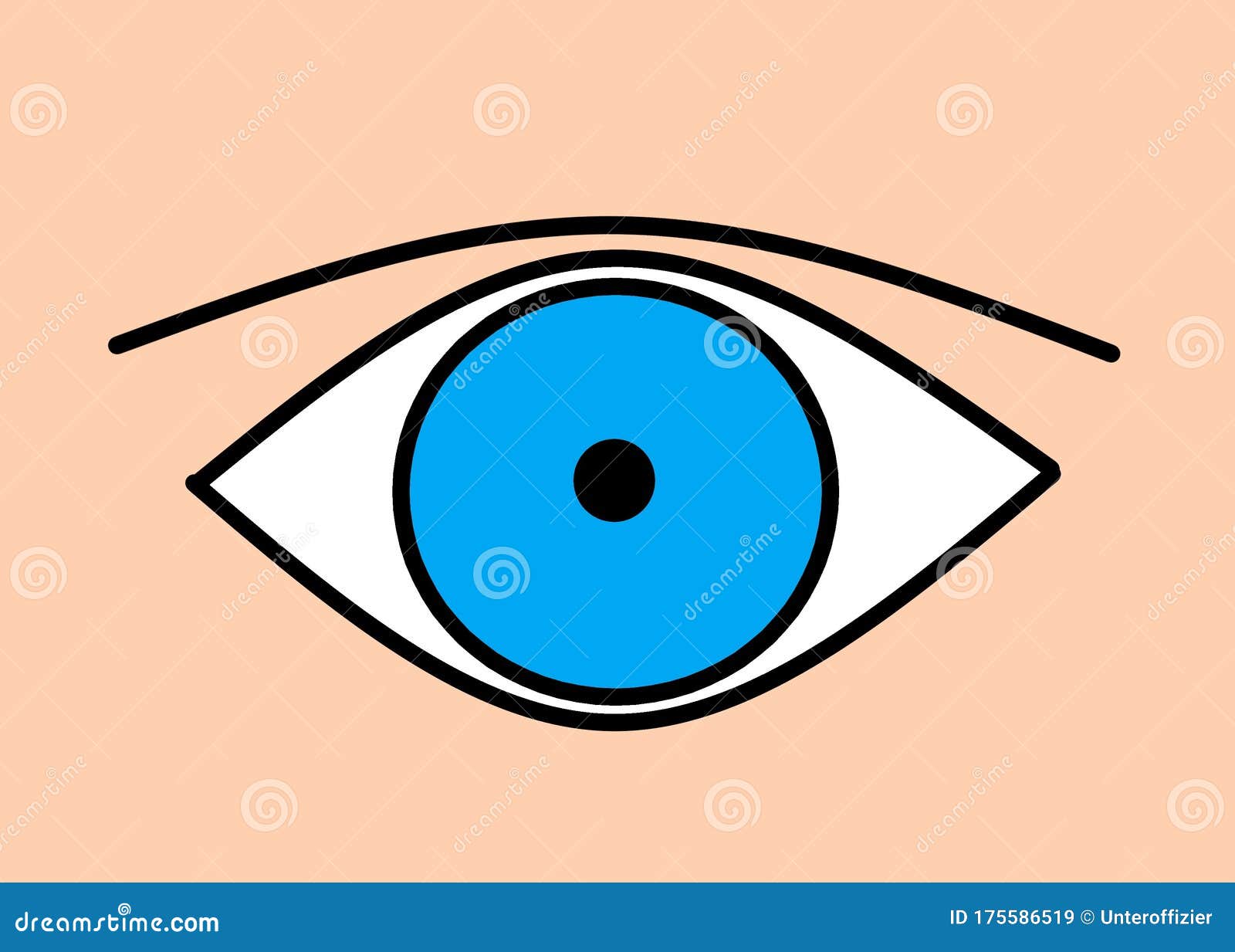 A Simple Illustration Image of a Blue Human Eye with No Color Against a ...