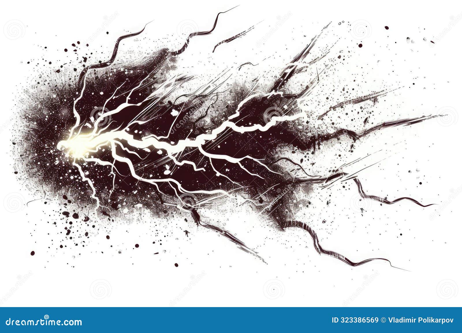 A Simple Illustration of a Lightning Bolt in Black and White Stock ...