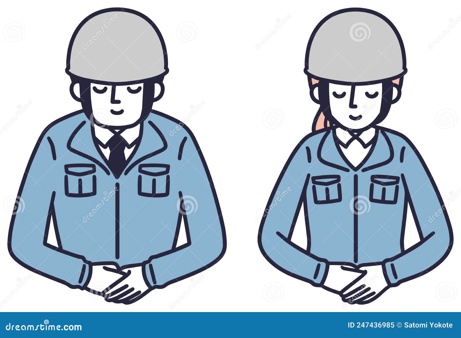 Simple Illustration of a Man and Woman Smiling and Bowing Stock ...