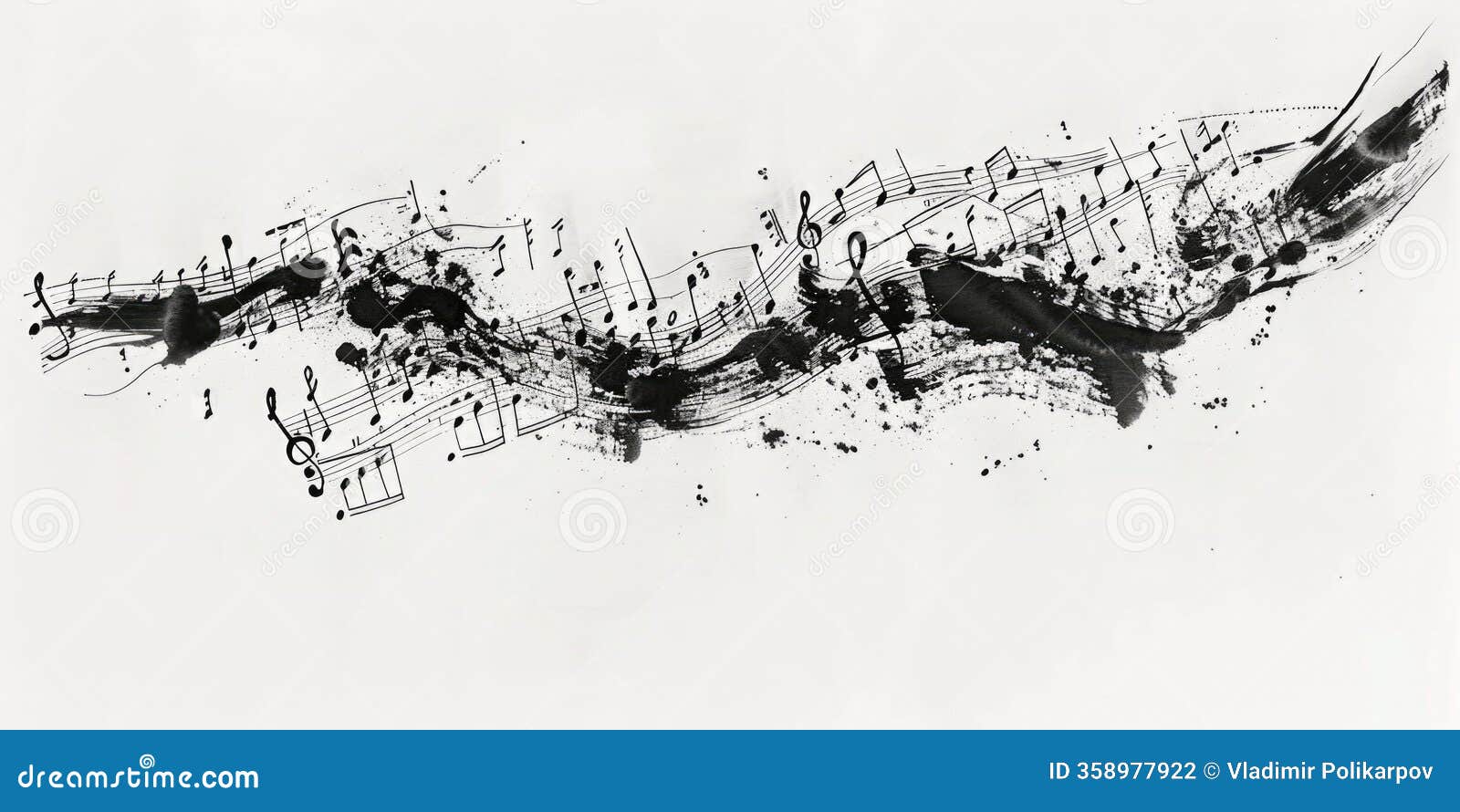 A Simple Illustration of Music Notes in Black and White Stock Photo ...