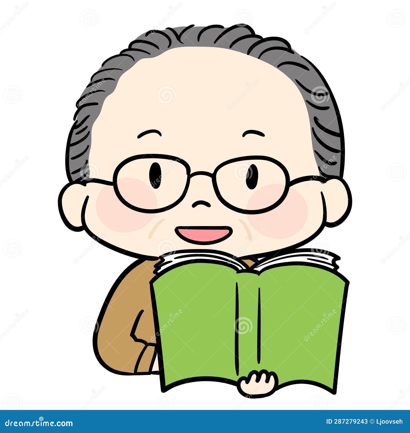 Simple Illustration of an Old Man Reading Stock Illustration ...