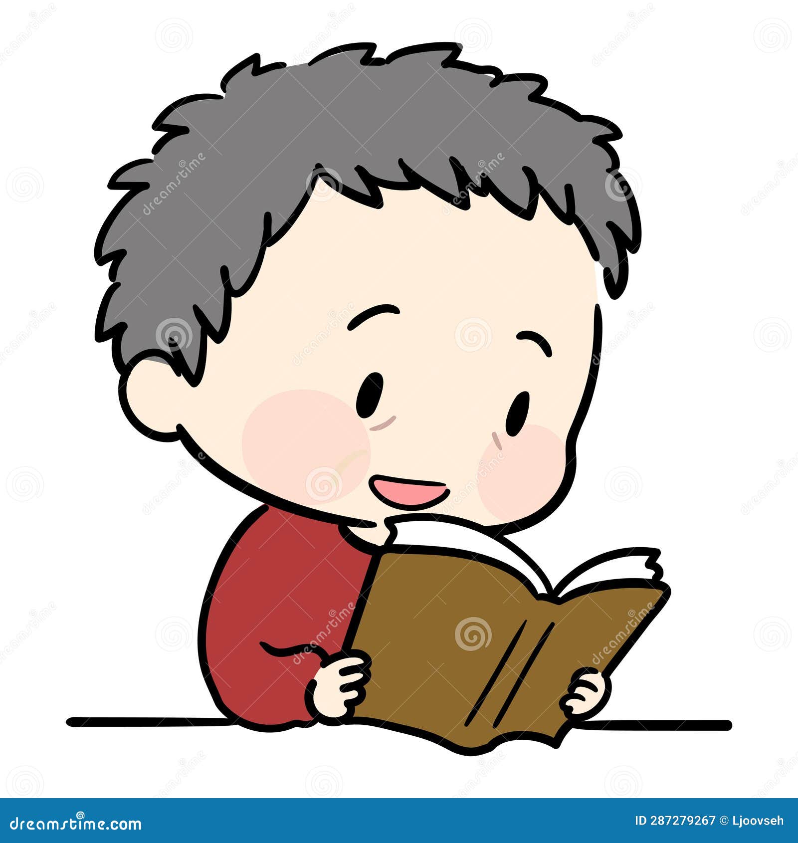 Simple Illustration of an Old Man in Red Sweater Reading Stock Vector ...