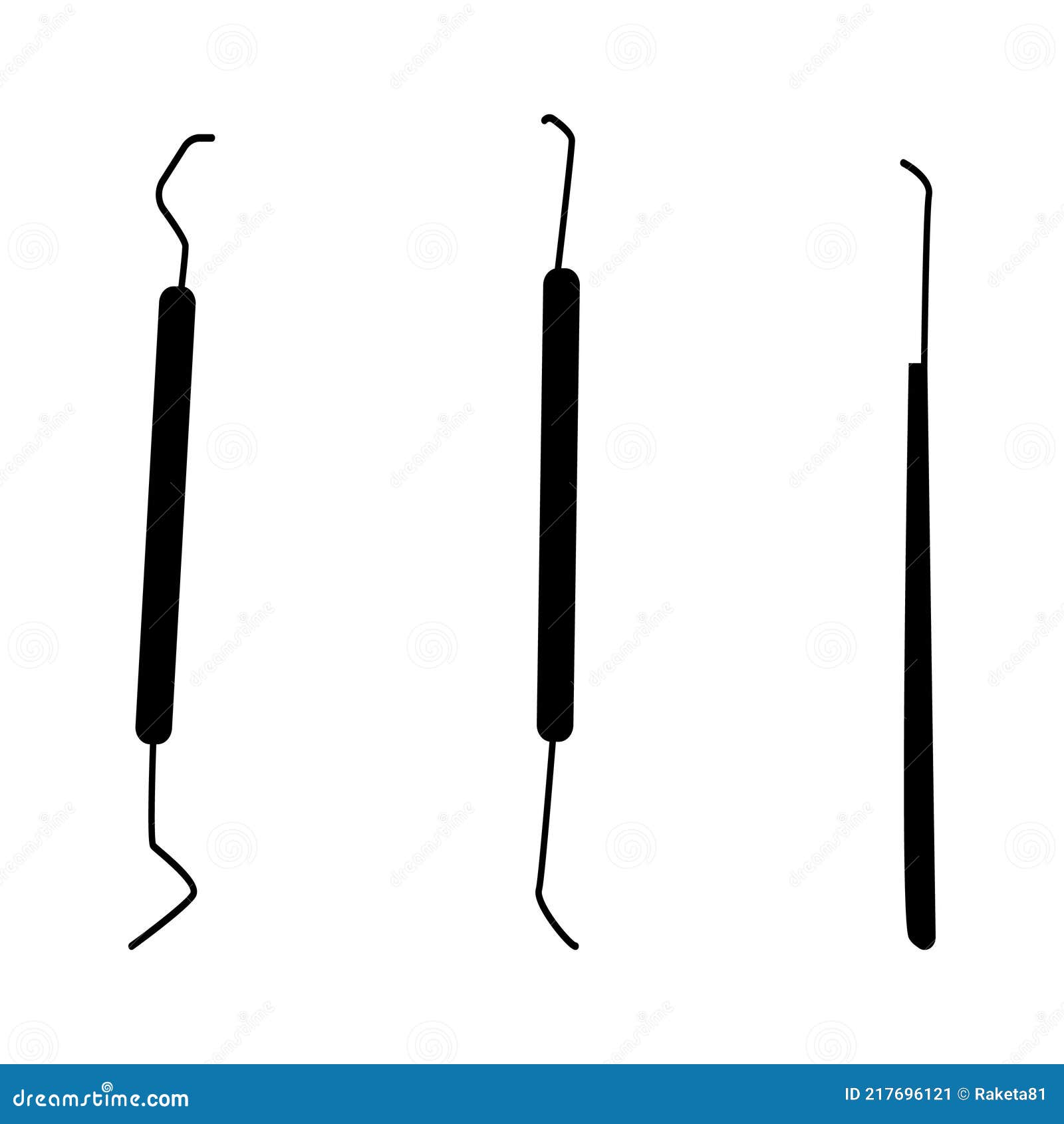 Simple Illustration of a Professional Set of Dental Instruments for ...