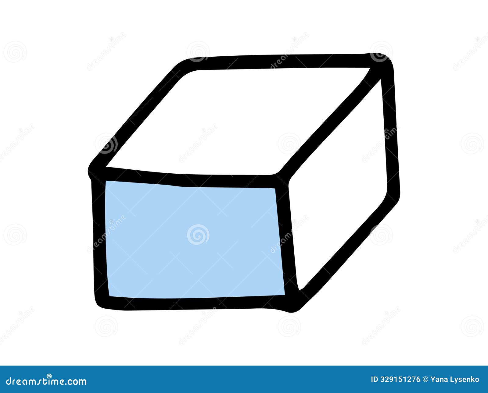 Simple Illustration of a Rectangular Prism in Blue and White, Drawn in ...