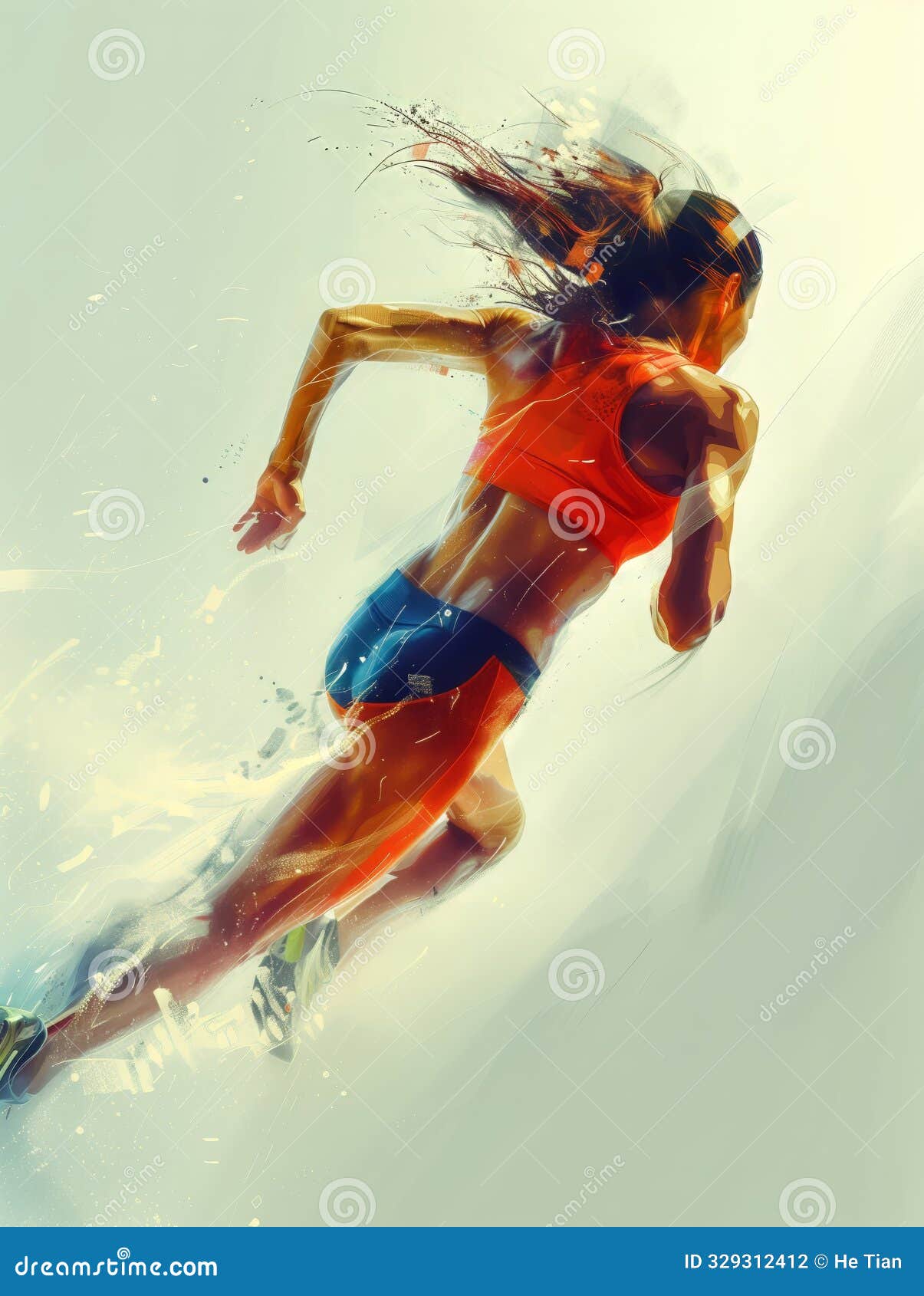 Simple Illustration of a Runner Running at Full Speed Stock ...