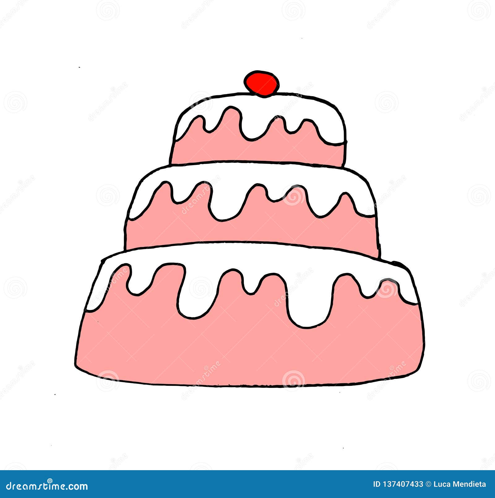 Simple Illustration of a Three-tier Cake Stock Illustration ...