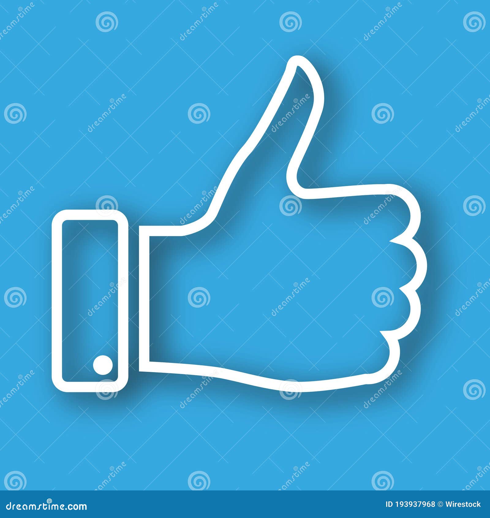 Simple Illustration of a Thumbs Up on a Blue Background Stock ...