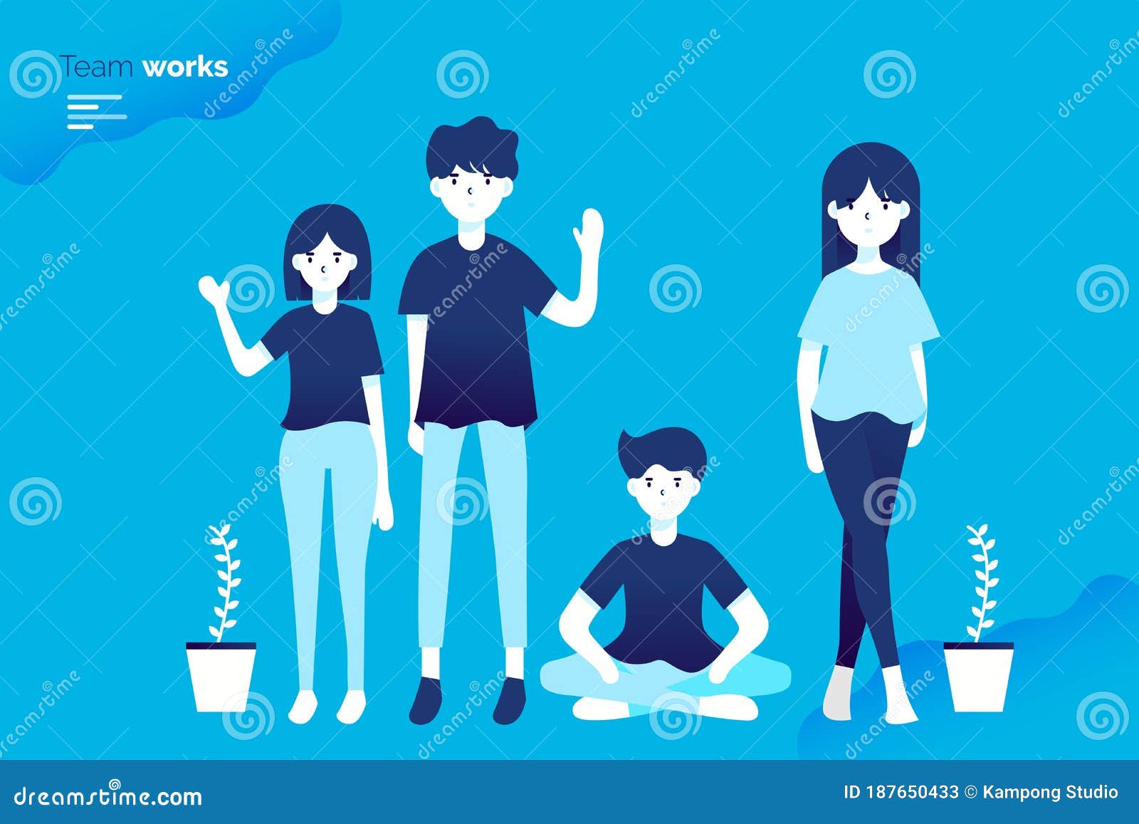 Simple Illustration of Work Team Stock Vector - Illustration of ...
