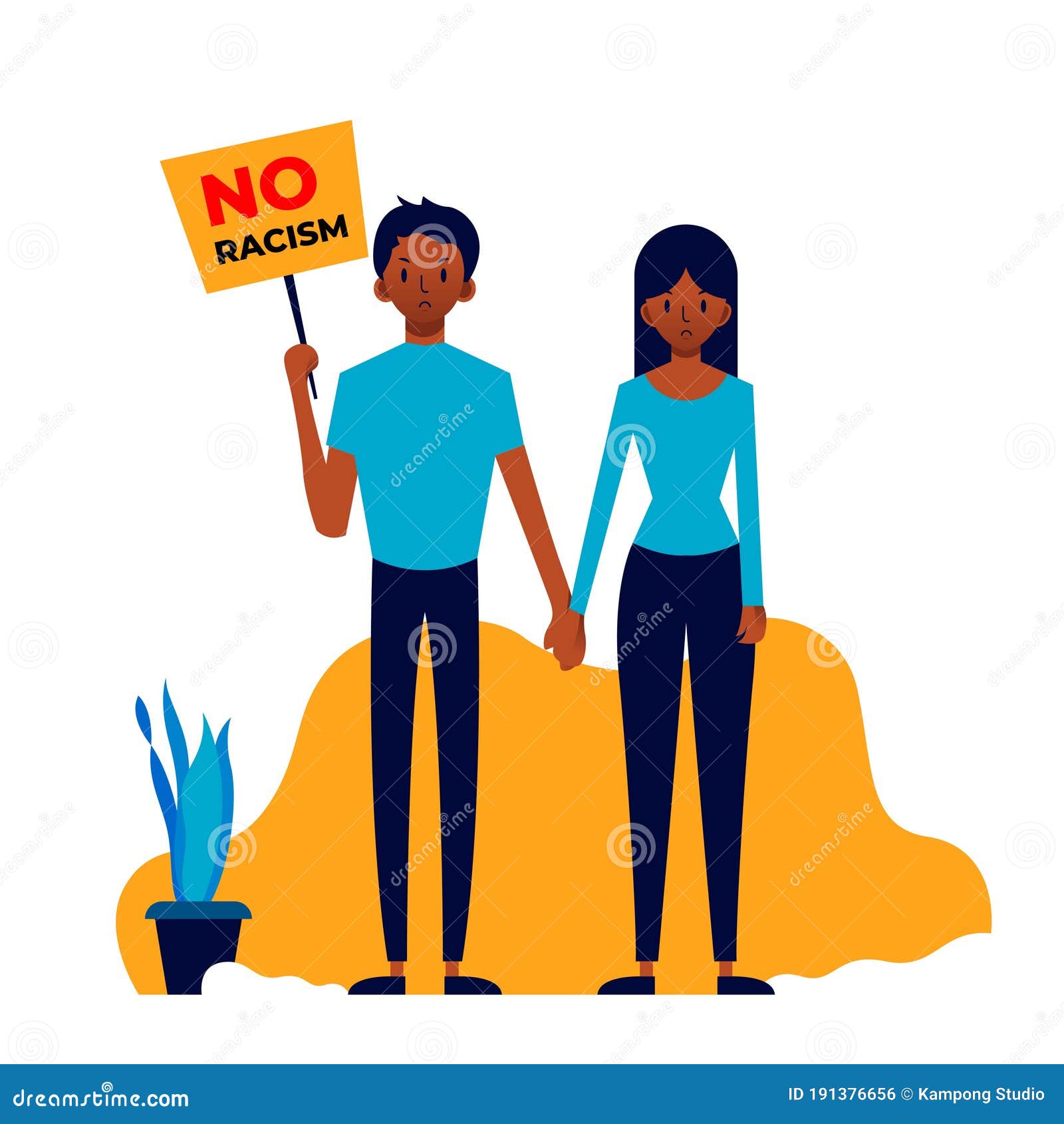 Simple Illustrations on the Theme of Racism, No Racism Stock Vector ...