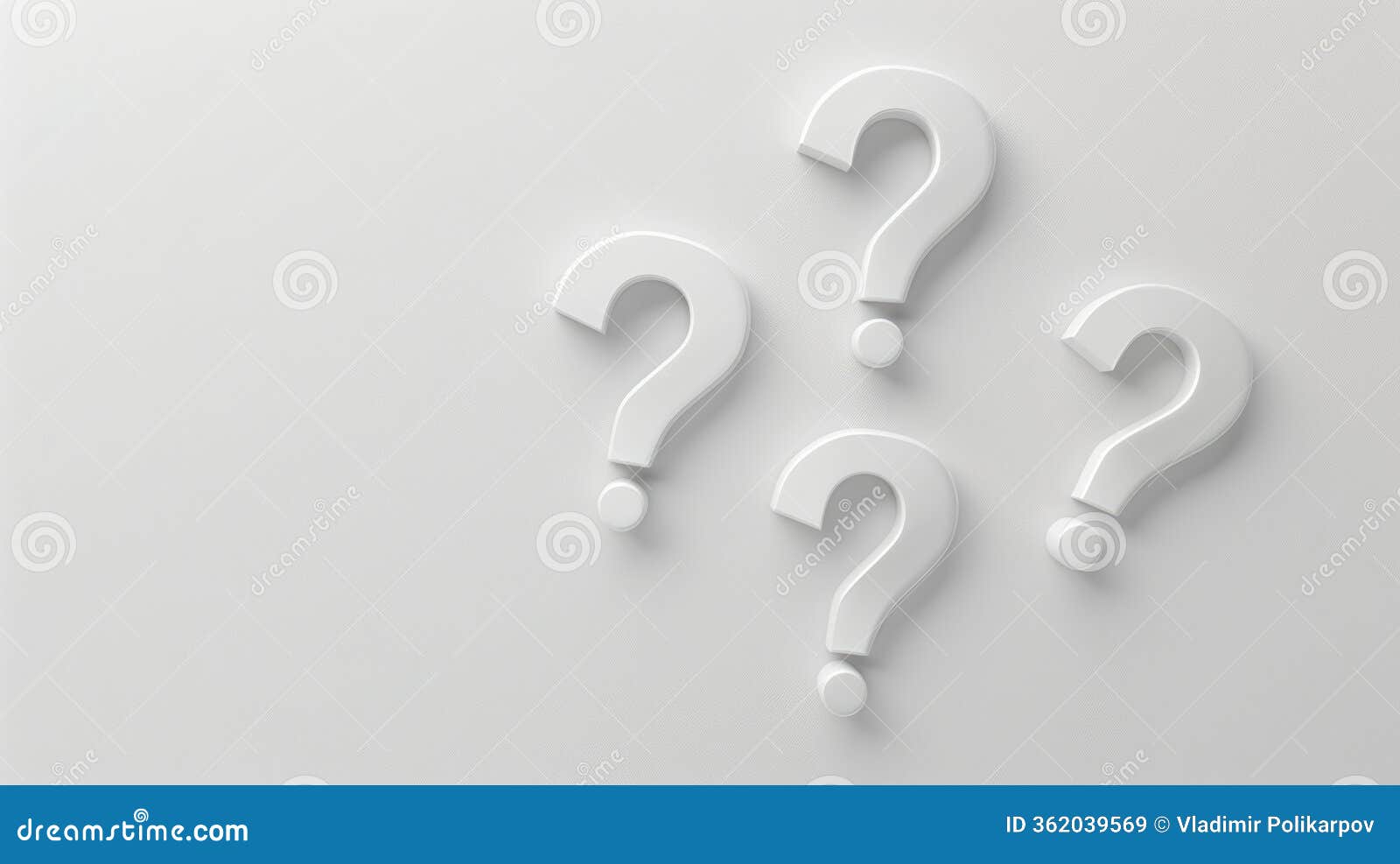 Simple Image of Three White Question Marks on a White Surface. Perfect ...
