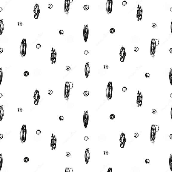 Simple Imitation Drawing Ink Point and Circle Scribble Seamless Pattern ...