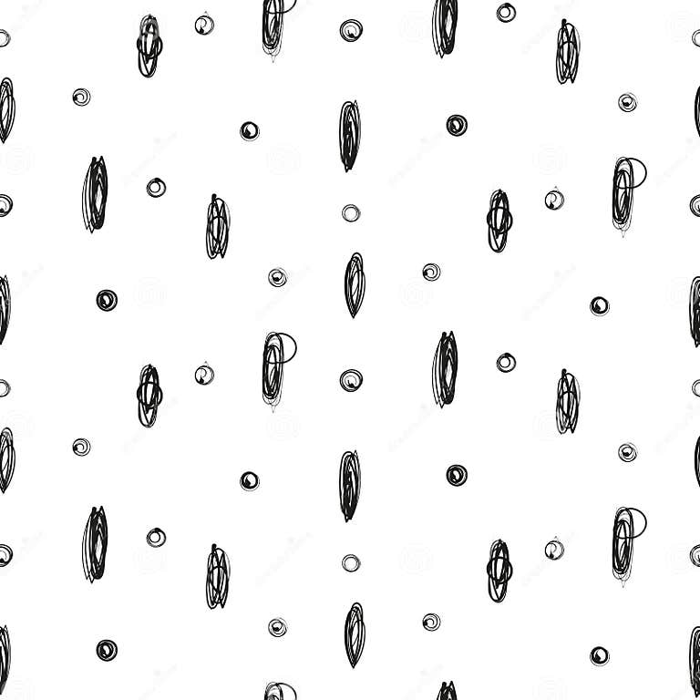 Simple Imitation Drawing Ink Point and Circle Scribble Seamless Pattern ...