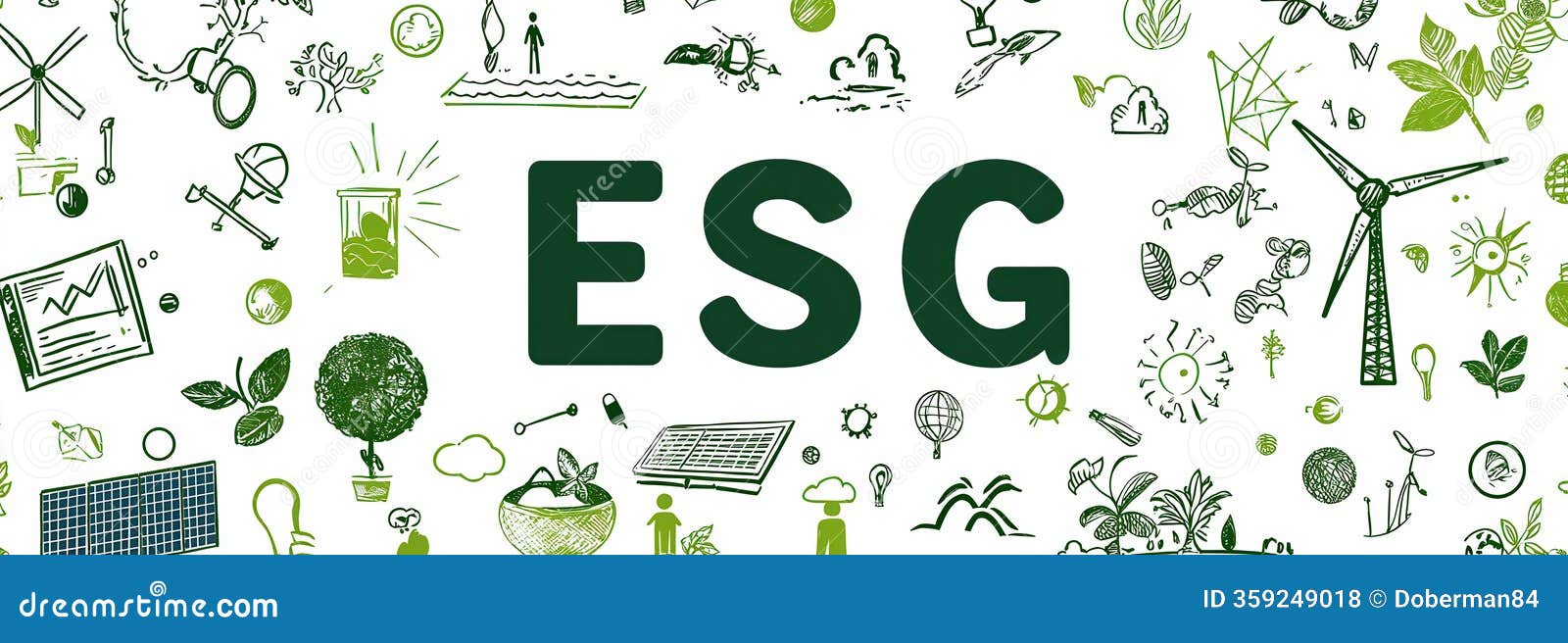 Simple yet Impactful ESG Concept with Environmental Illustrations Stock ...