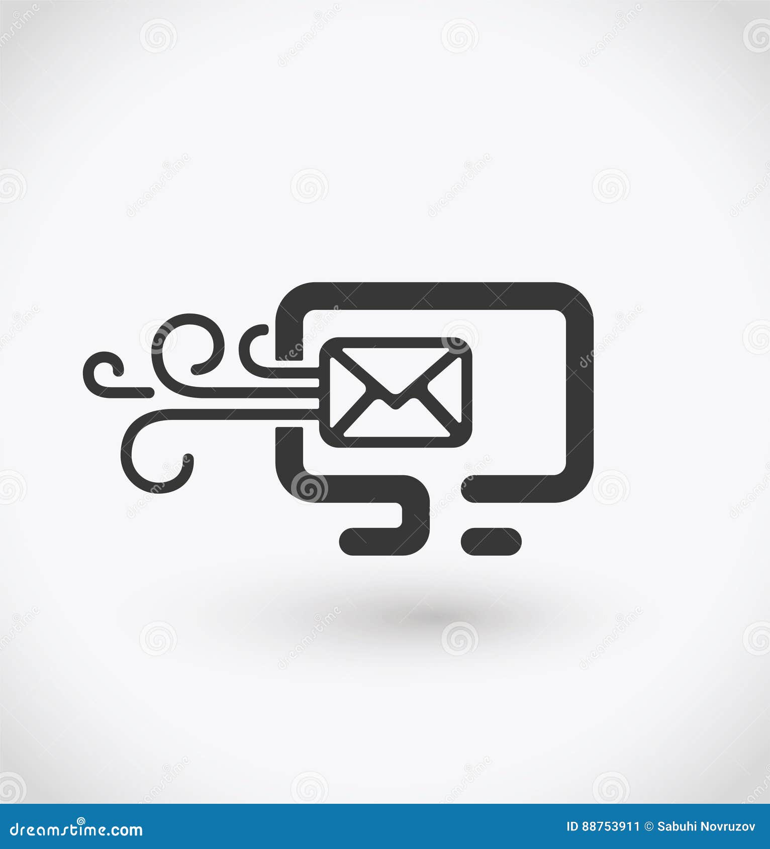 Simple Incoming PC Mail Icon On White Background. Simple Incoming PC ...