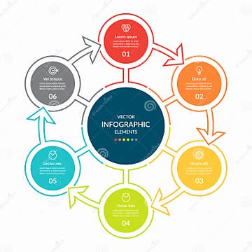 Simple Infographic Circle with 6 Steps. Vector Circular Template, Round ...