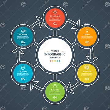 Simple Infographic Circle with 6 Steps. Vector Circular Template, Round ...