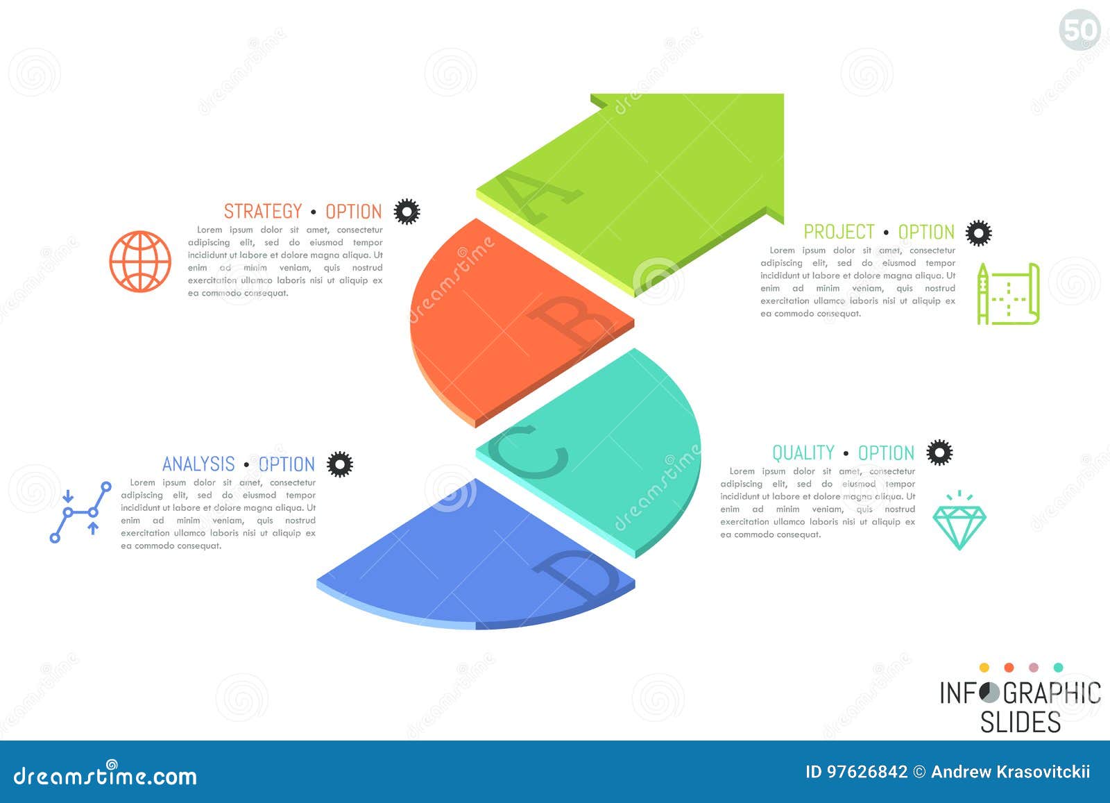 Arrow Divided In Two Arrows. Template, Scheme, Diagram, Chart, Graph ...