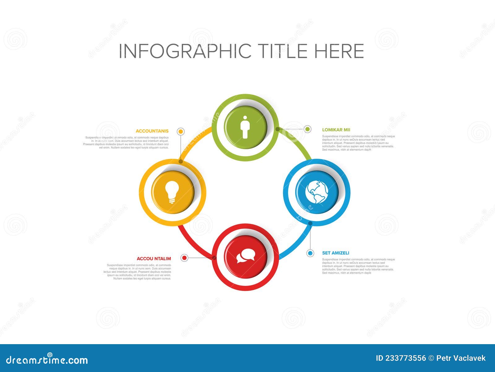 Simple Infographic with Four 3d Circle Icon Elements Stock Vector ...