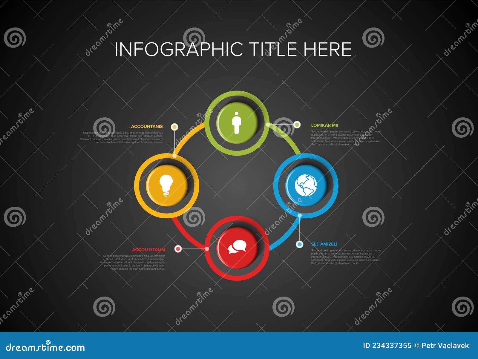 Simple Infographic with Four 3d Circle Icon Elements Stock Vector ...