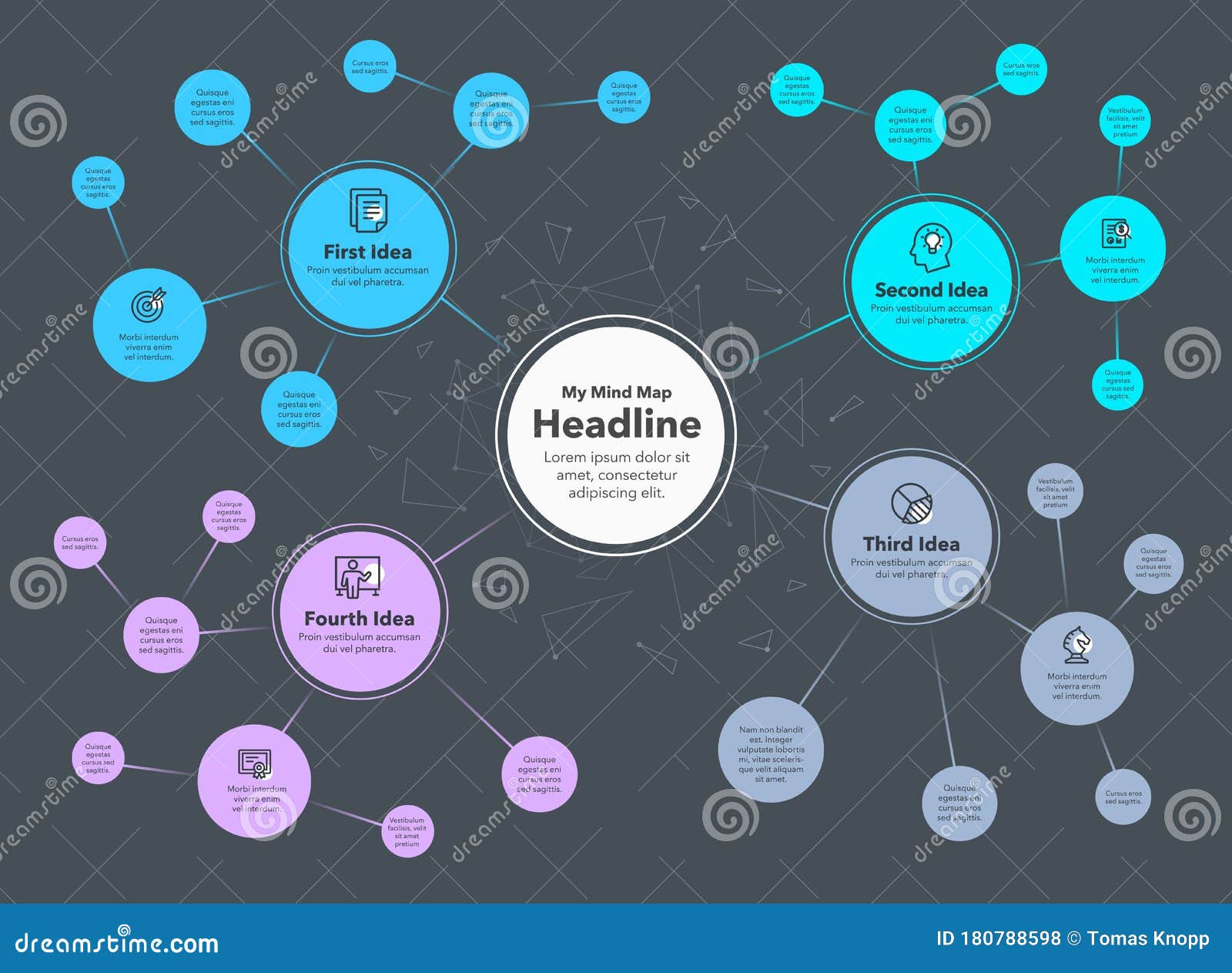 Simple Infographic for Mind Map Chart Template with Place for Your ...