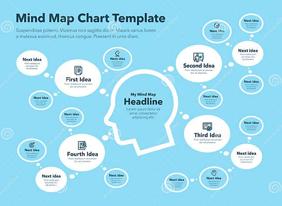Simple Infographic for Mind Map Visualization Template with Head As a ...