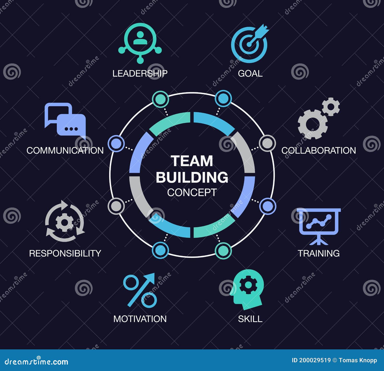 Simple Infographic for Team Building Visualization with Colorful Pie ...