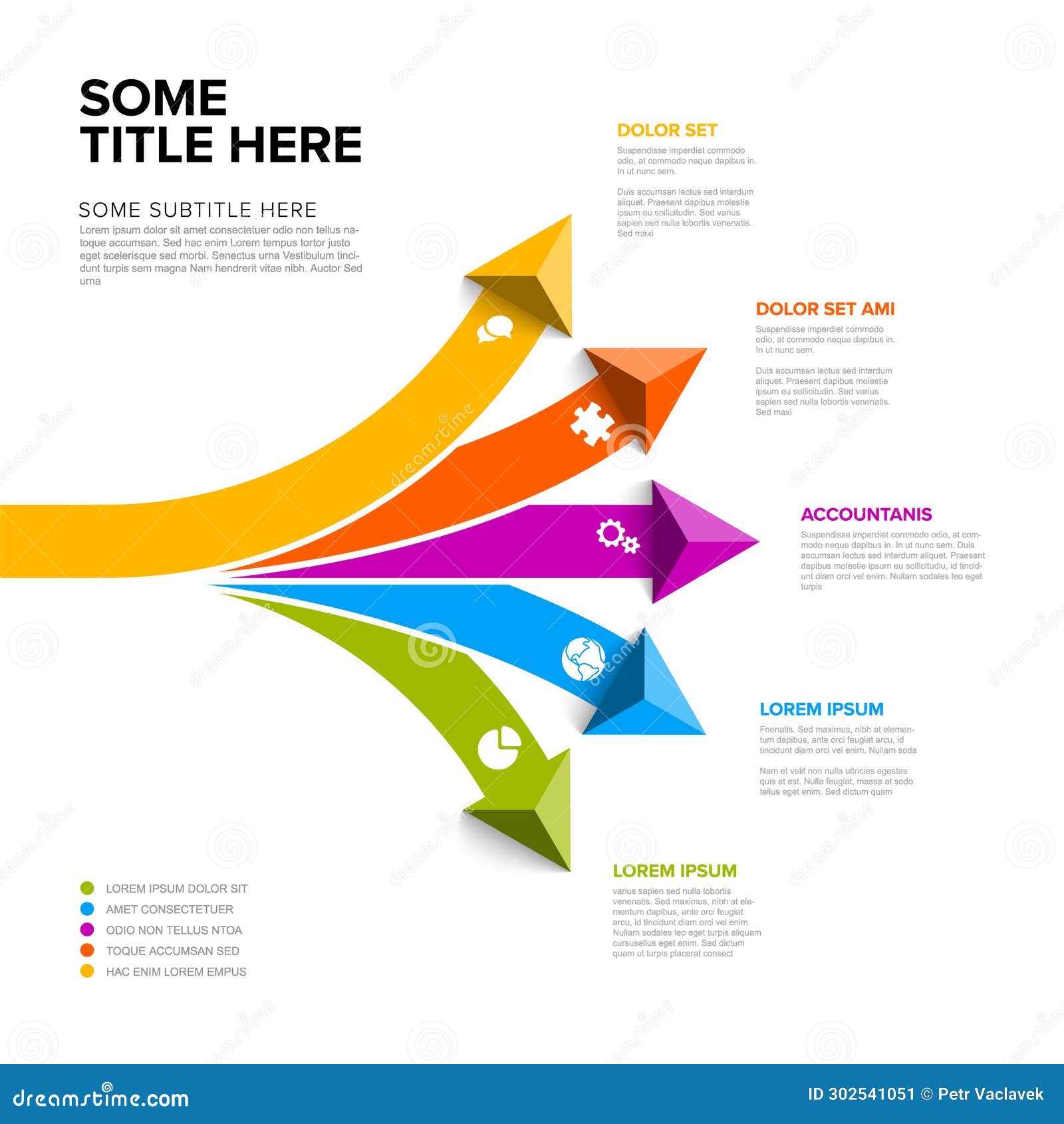 Simple Infographic with Title and Five Arrows Pointing on Element ...