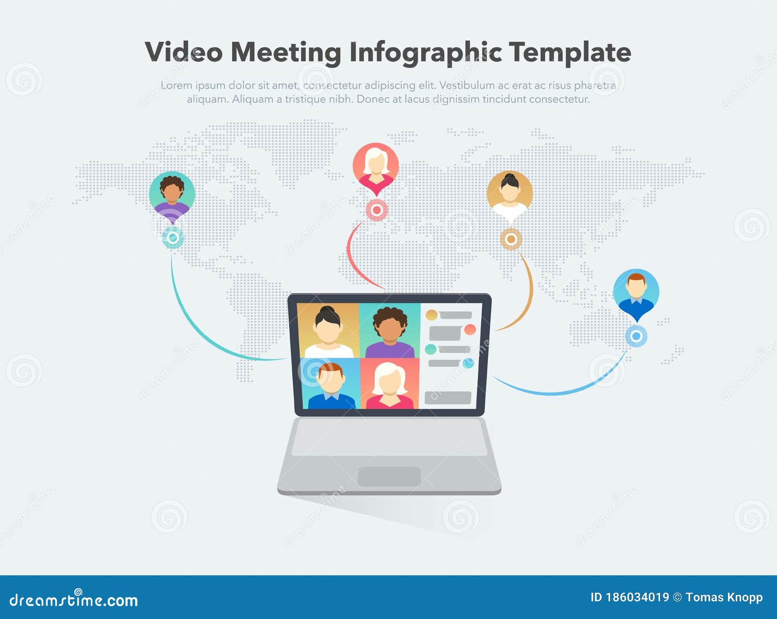 Simple Infographic for Video Meeting with a Computer and Four People on ...