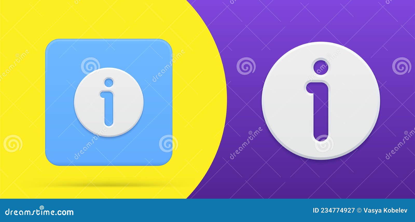 Simple Information 3d Icon Button Set Vector Illustration. Emblem Info ...