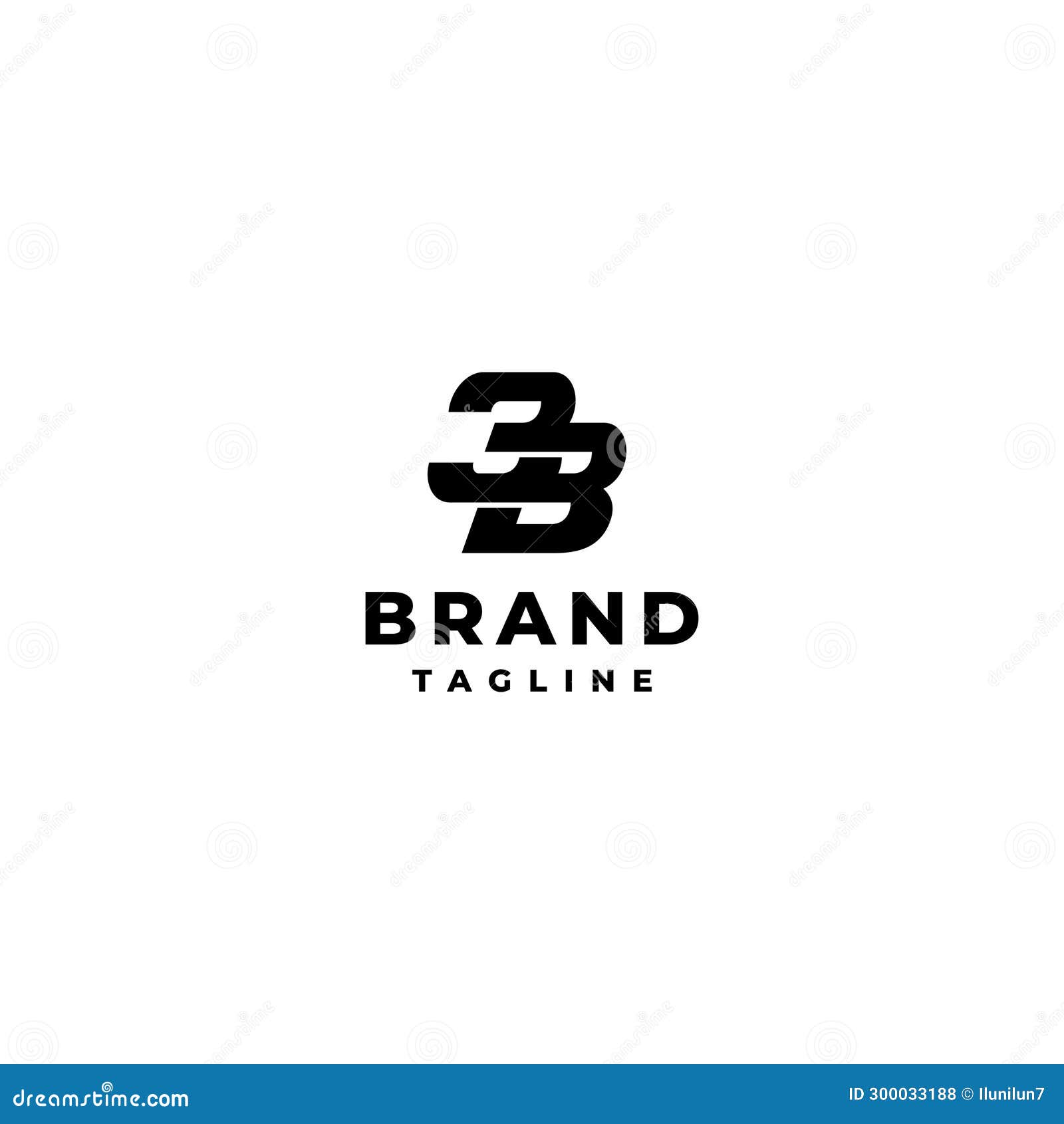 Simple Initial 3 and B Logo Design Stock Illustration - Illustration of ...