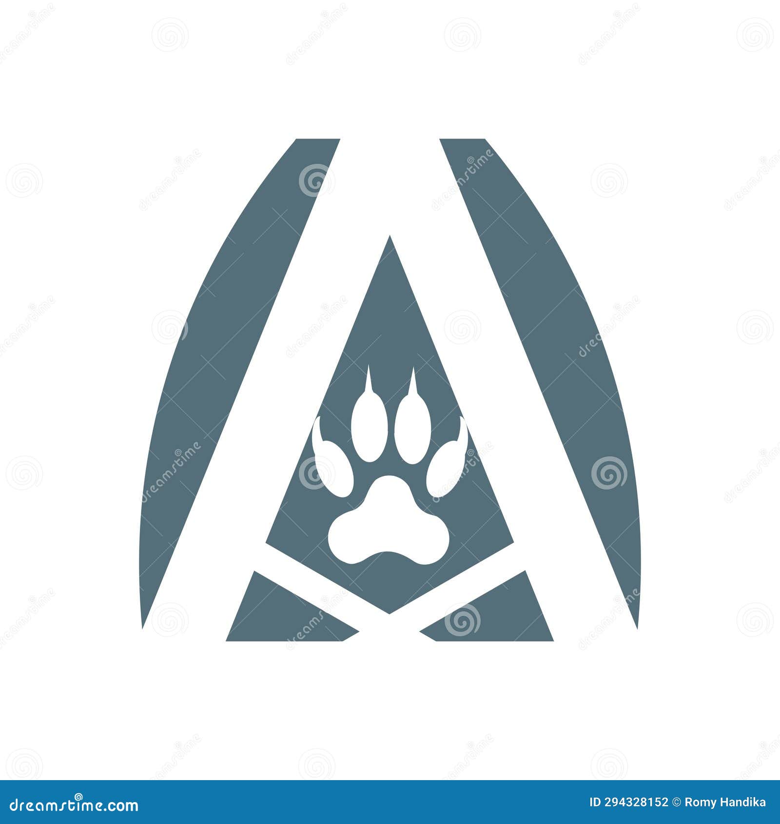 Simple Initial a with Wild Beast Footprint Stock Illustration ...