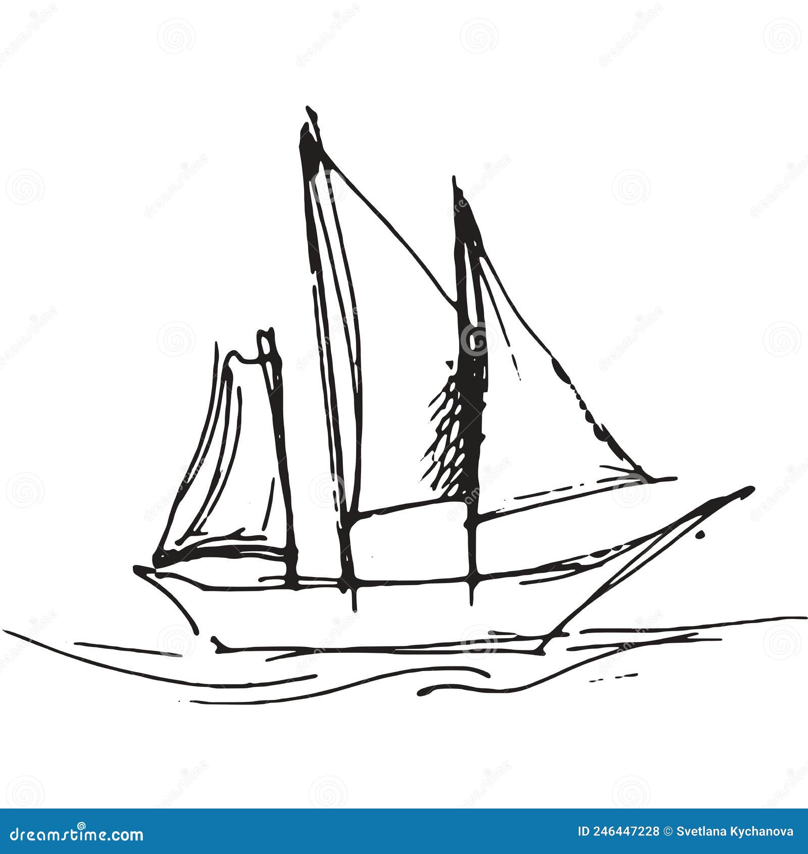 Ship hand-drawn sketch stock vector. Illustration of black - 246447228