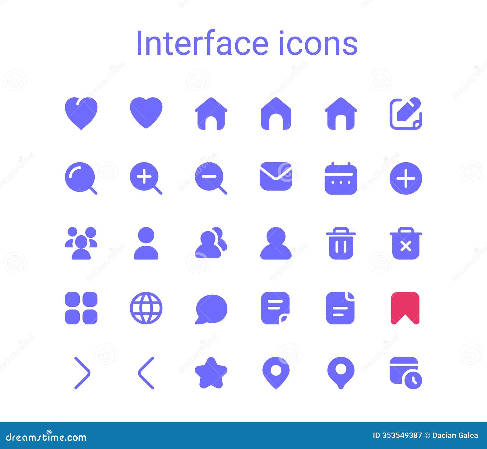 Simple Interface Solid Icons Set. Round Mini Glyph Vector Icons Stock ...