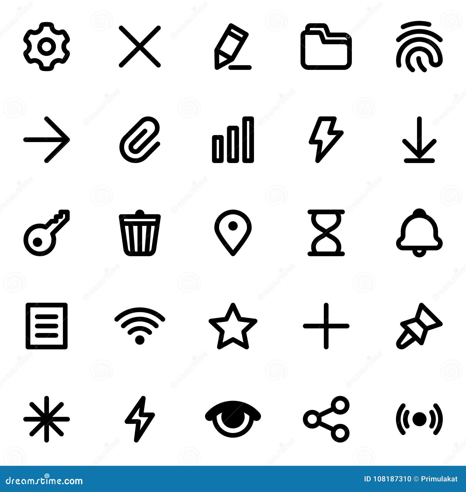 Simple Interface Vector Icons Set Stock Vector - Illustration of cross ...