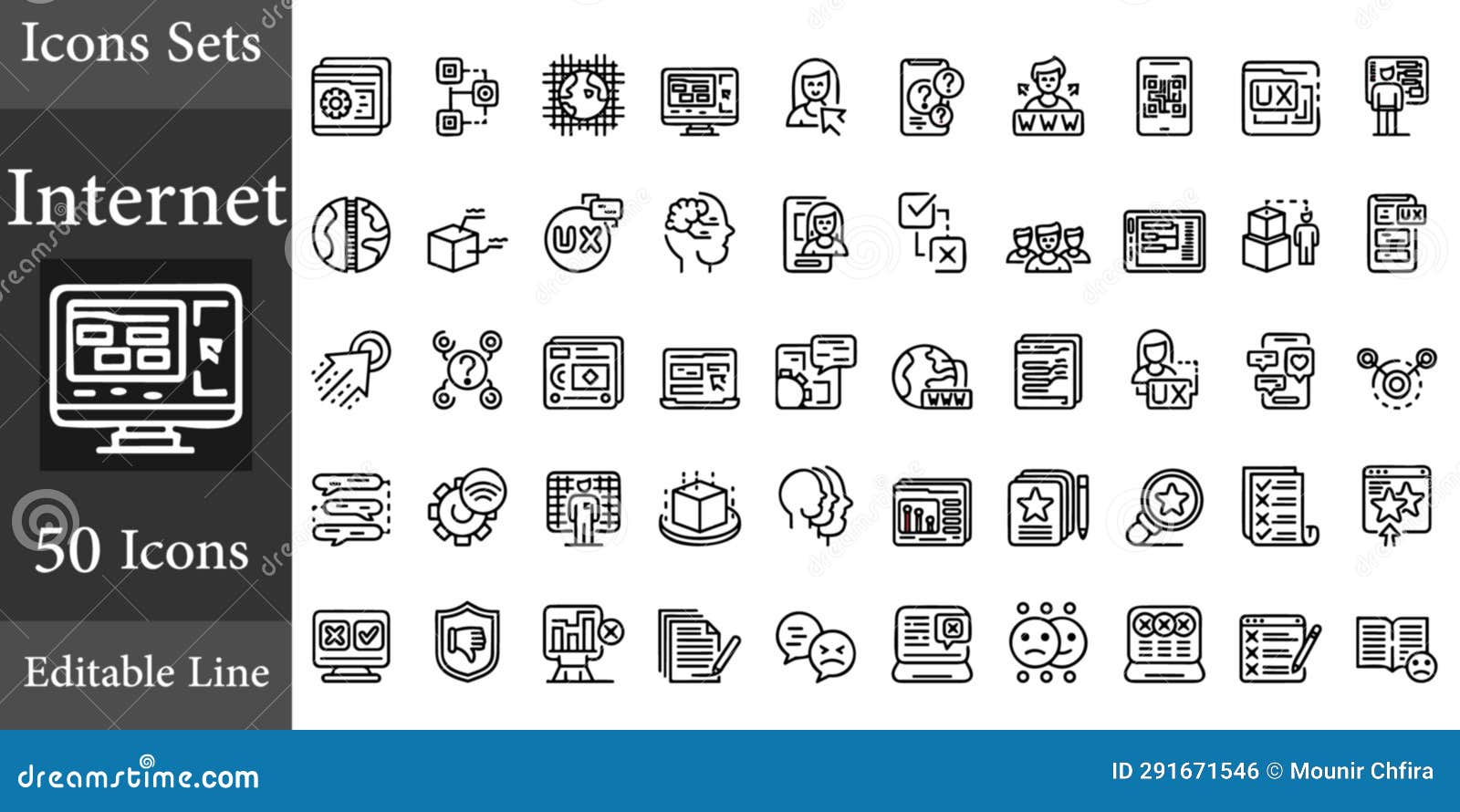 Simple Internet Icons Set Universal Internet Icon Stock Illustration - Illustration of circle ...